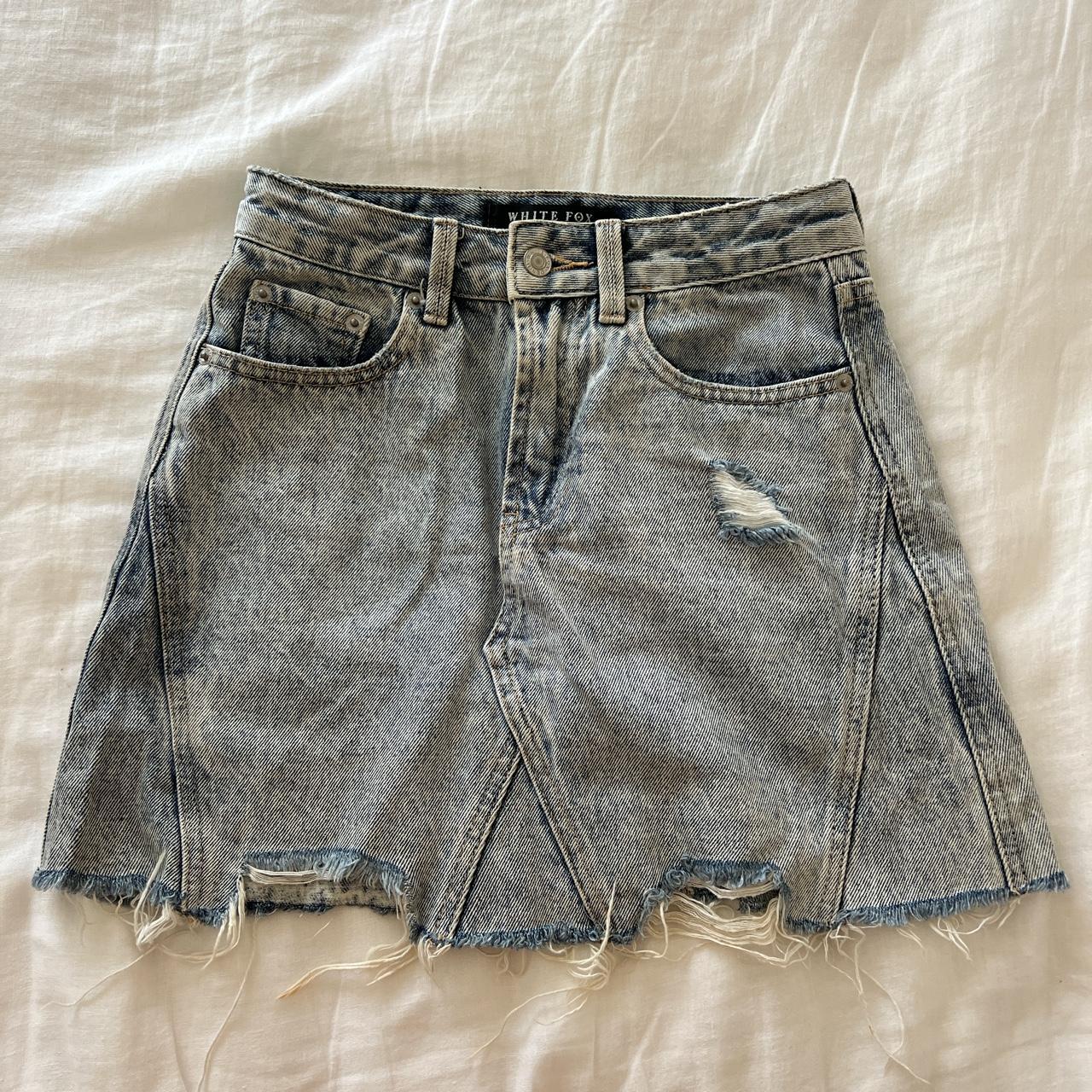 White fox denim mini skirt Good condition Size... - Depop