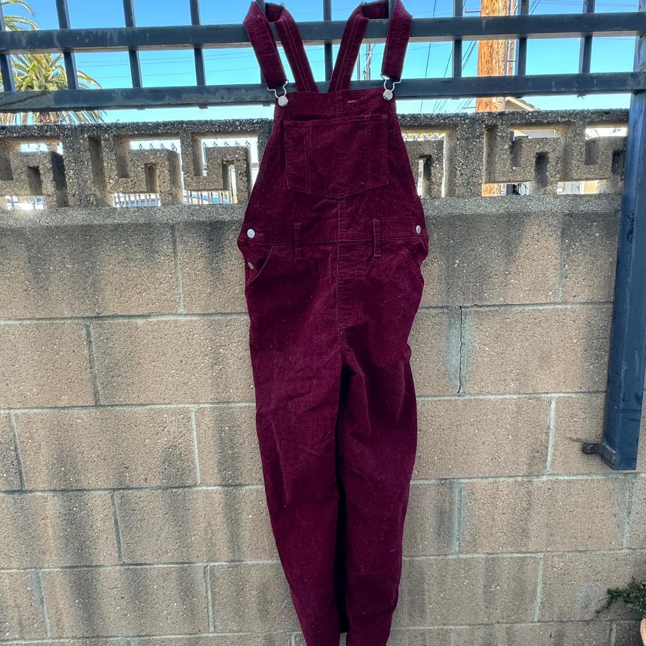 Red/burgundy corduroy Levi's overalls. Size small,... | Depop
