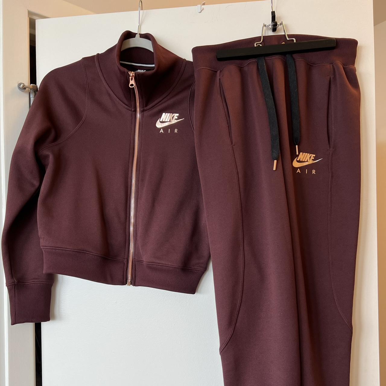 Nike Limited Rose Gold Foiled Maroon Track Suit... - Depop