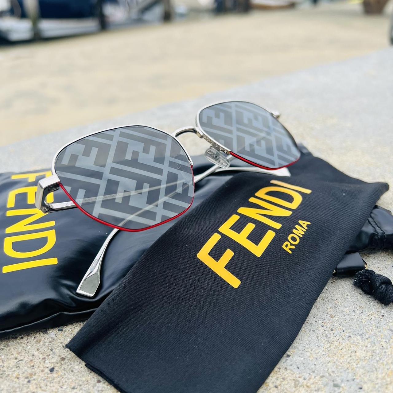 Fendi Travel Mens Sunglasses - Palladium-colored... - Depop