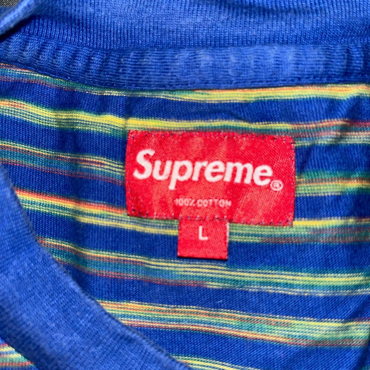 Supreme Women's Blue and Red T-shirt | Depop