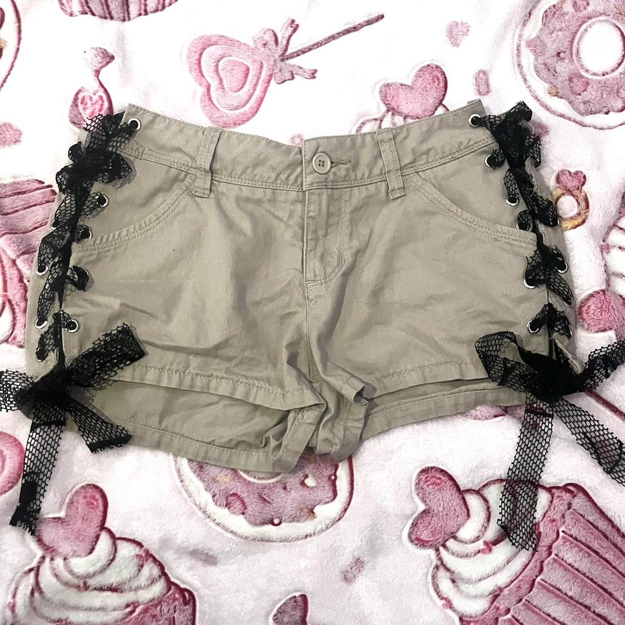 Handmade Lace Up Micro Shorts #y2k #mcbling #gyaru... - Depop