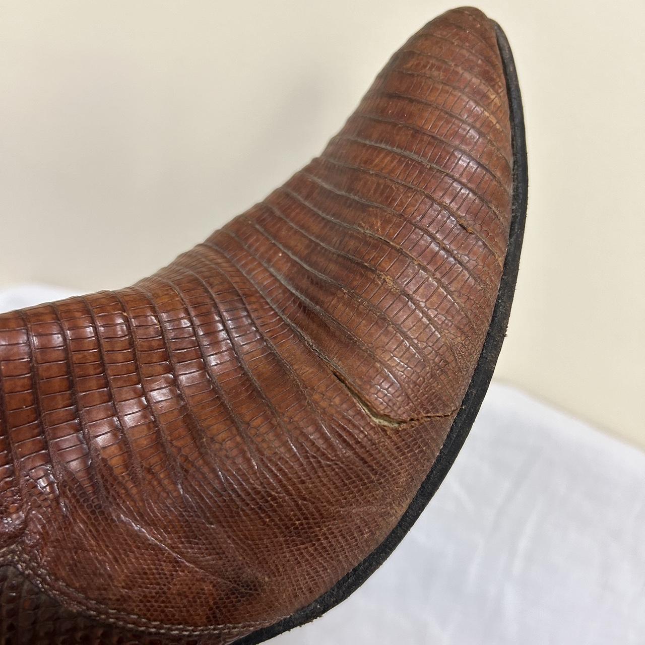 Authentic Texan cowboy boots Maple brown Iguana skin... - Depop