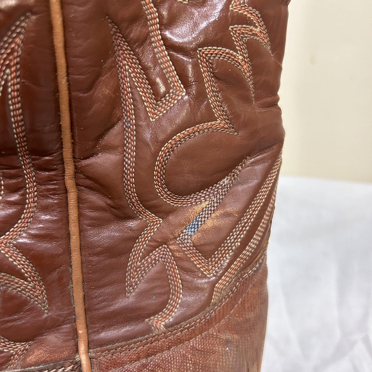 Authentic Texan cowboy boots Maple brown Iguana skin... - Depop