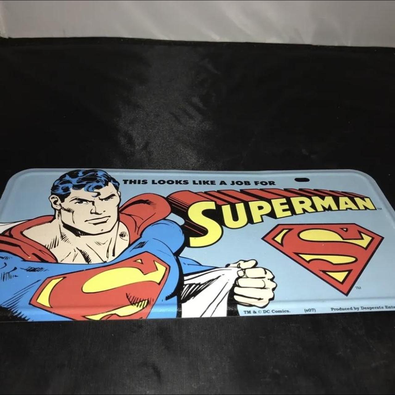 DC Comics Superman License Plate Vintage Desperate... - Depop