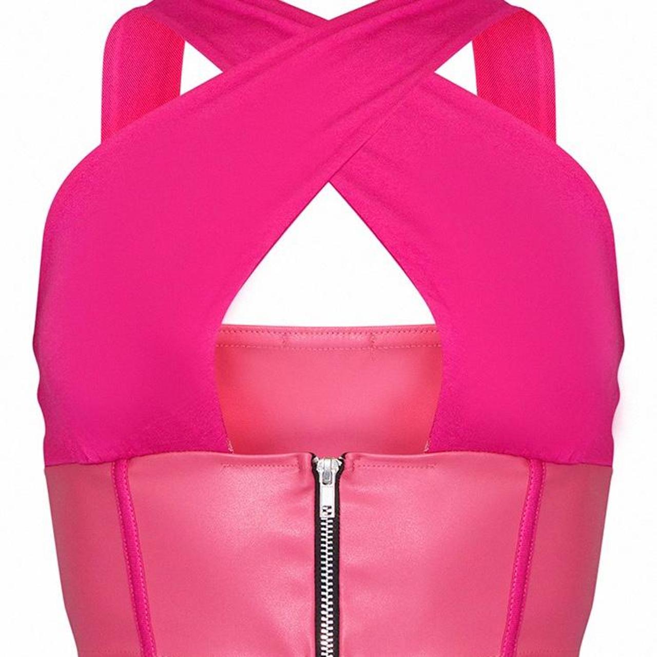 Pretty Little Thing Candy pink PU Underbust... - Depop