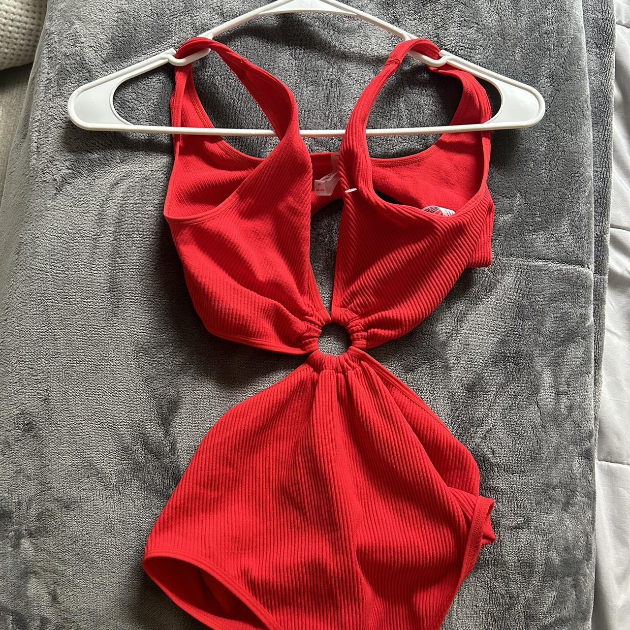 Red Body suit!!! Semi open back, great for going... - Depop