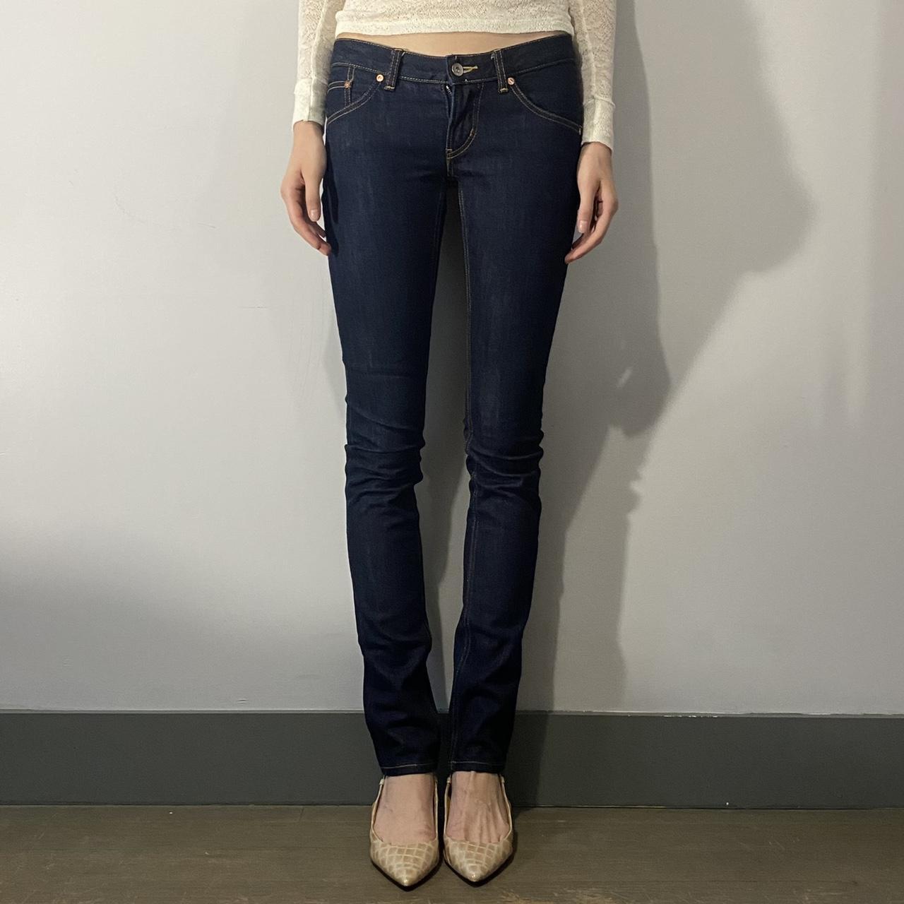 v cut low rise long skinny jeans perfect condition... - Depop