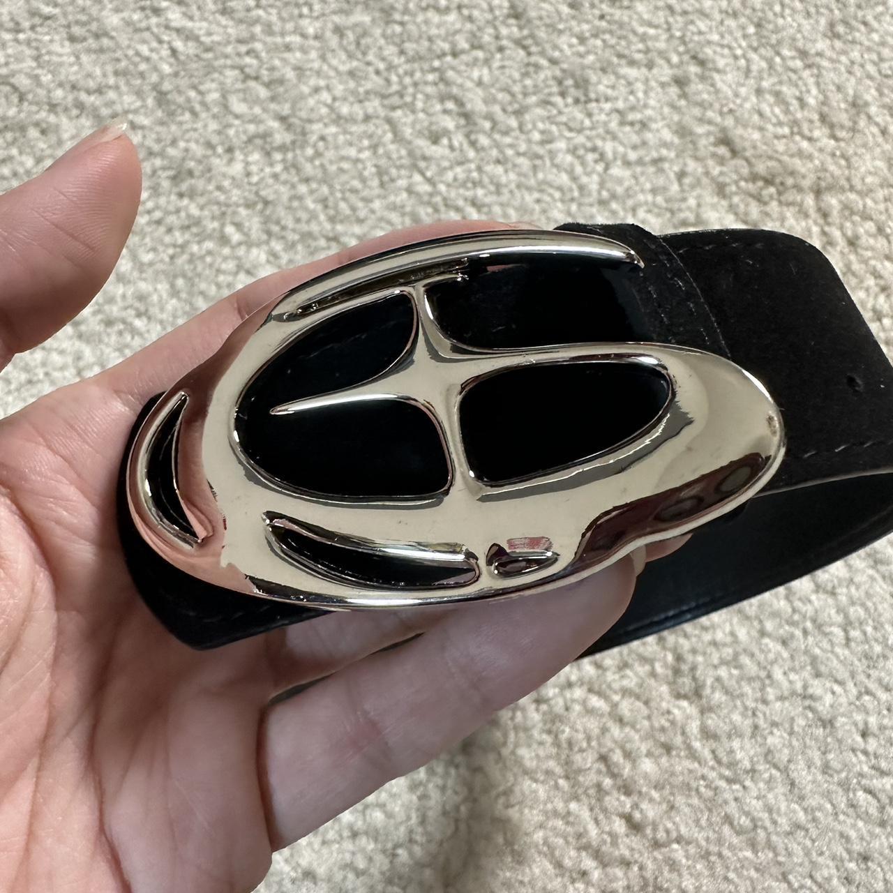 Y2K Shooting Star Black Suede/Leather Belt (MESSAGE... | Depop