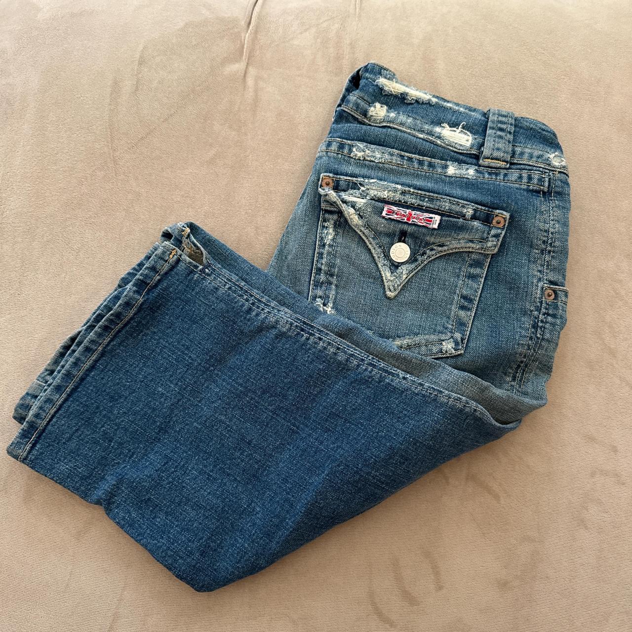 Vintage y2k Hudson low-rise, distress capri/jort... | Depop