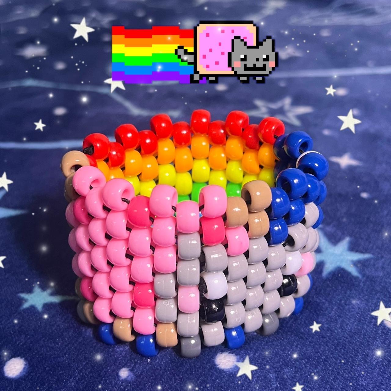 nyan cat multistitch kandi cuff 🌈🩶 → single in... | Depop