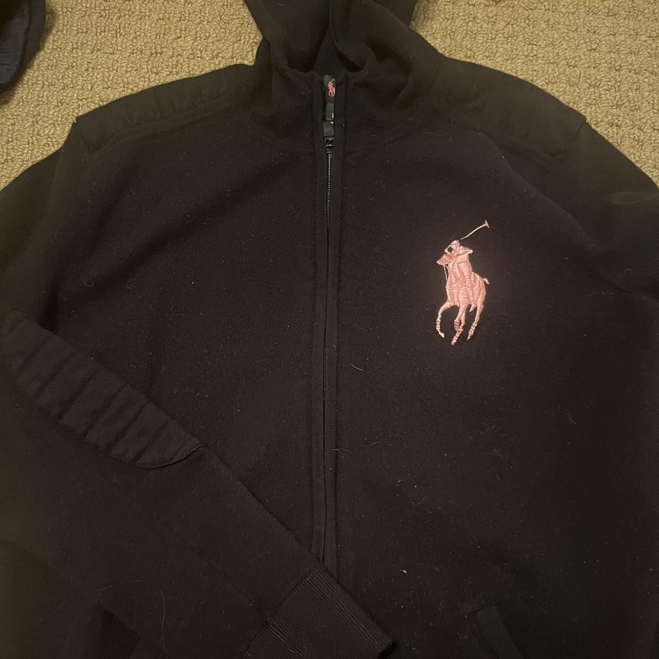 Pink and black polo zip up. Size L but fits M. No... - Depop