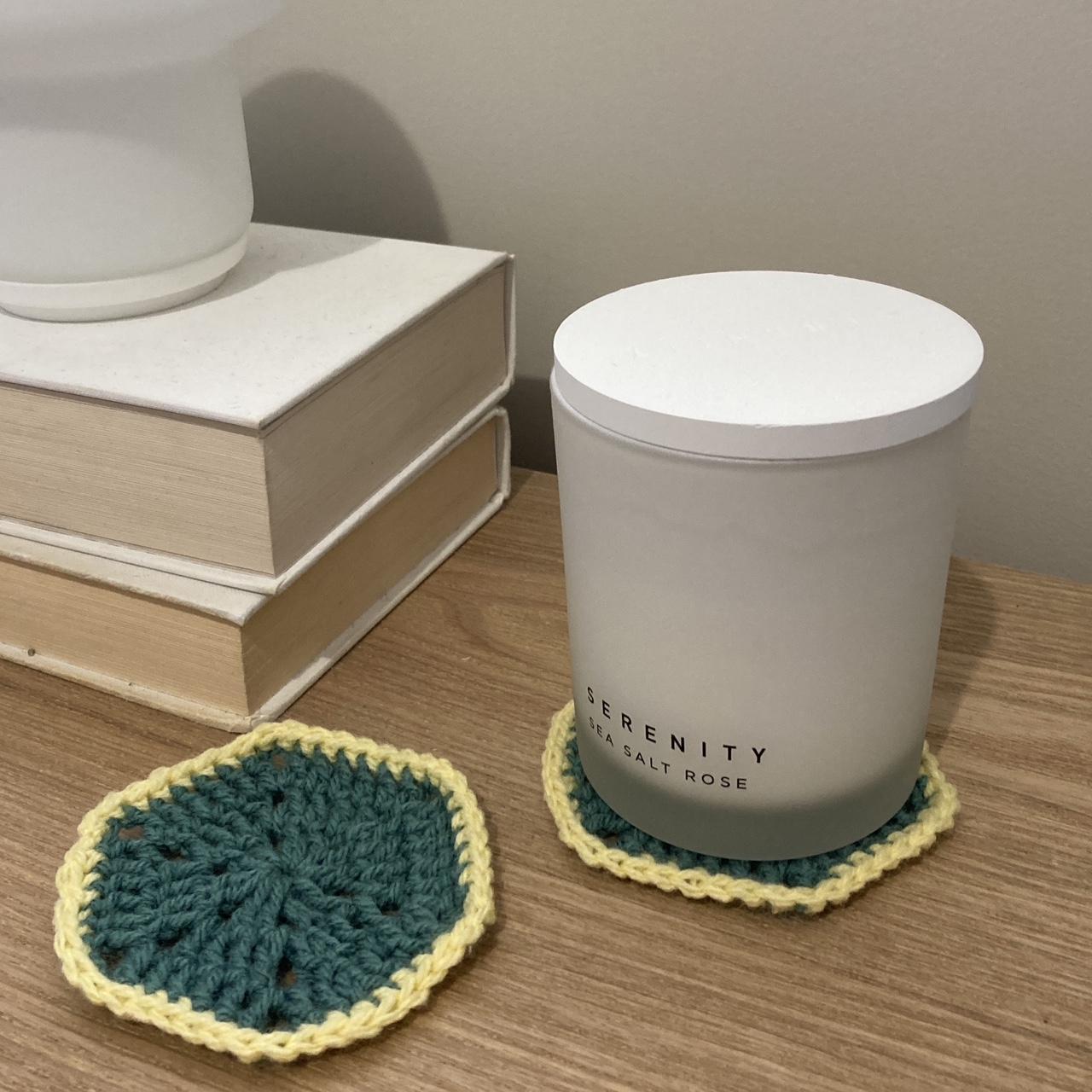 handmade crochet coasters ~ set of six handmade... | Depop