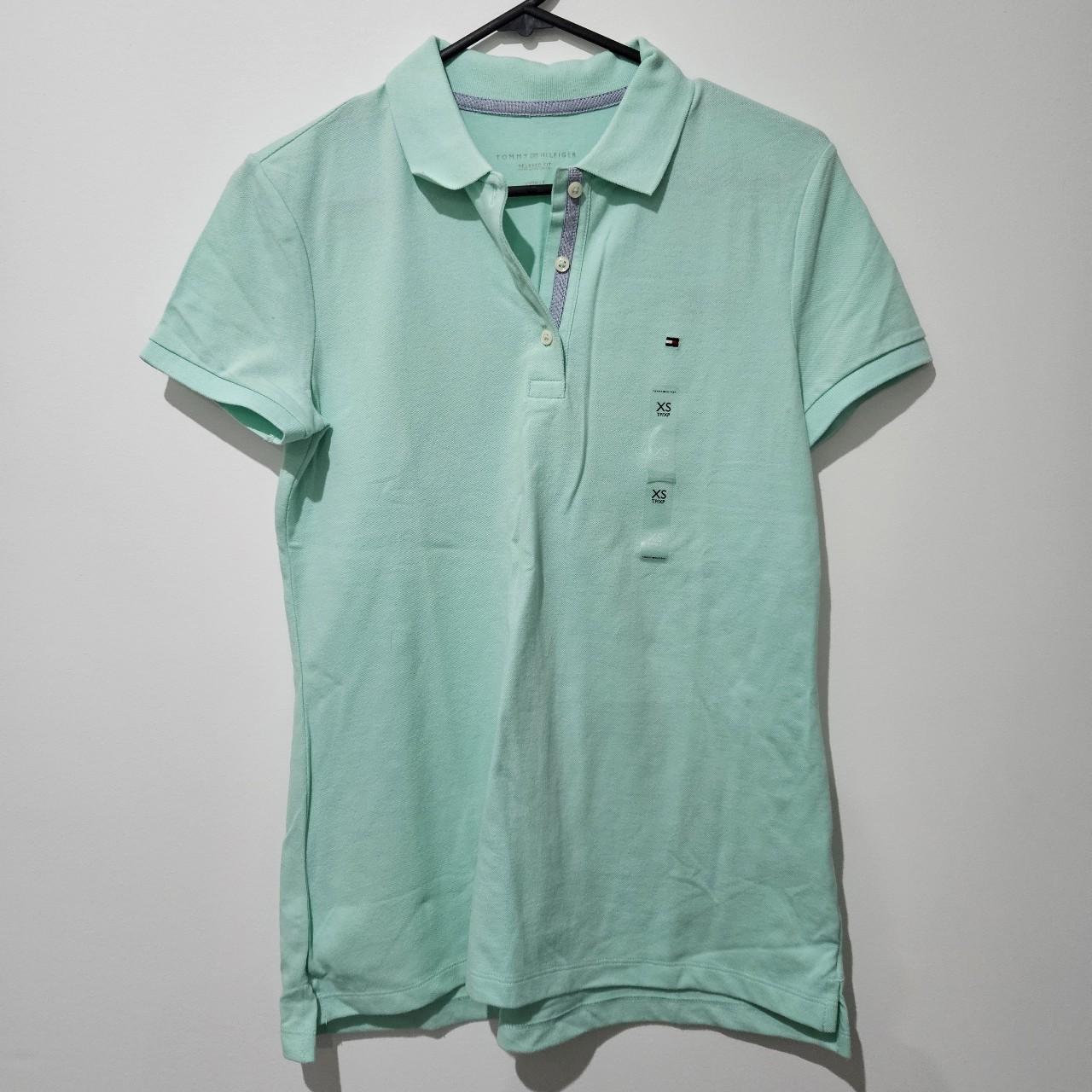Tommy Hilfiger Mint green polo Size: xs New with... - Depop