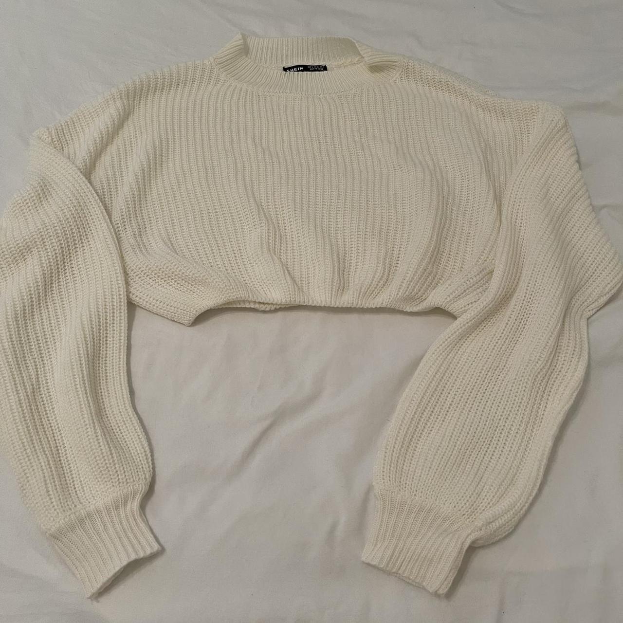 cropped cream sweater from shein lightweight but so... - Depop