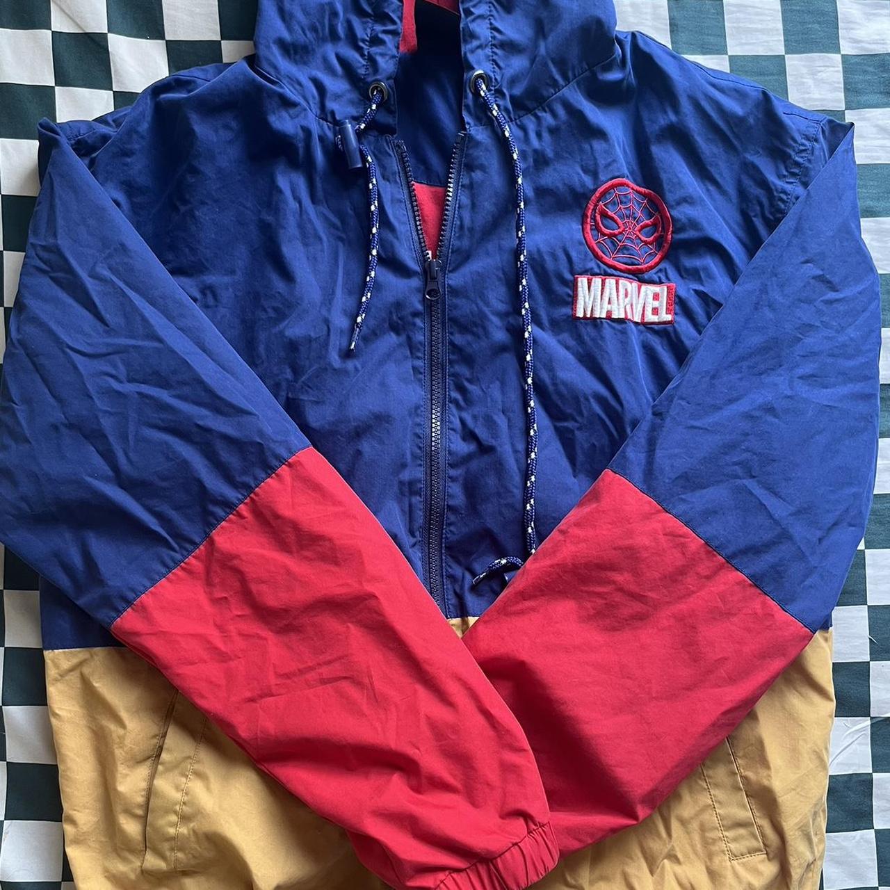 Spider-Man multi colored windbreaker size S Hang... | Depop