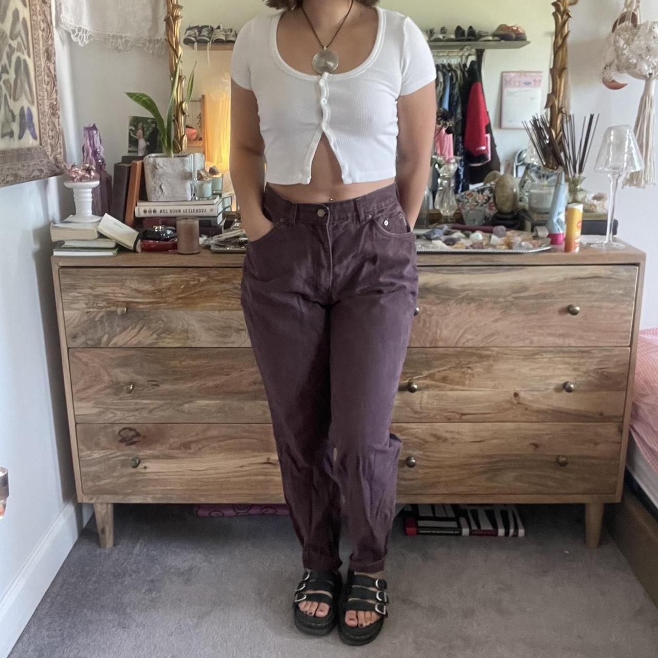 VINTAGE CHIC PANTS a beautiful red-brown, thick... - Depop