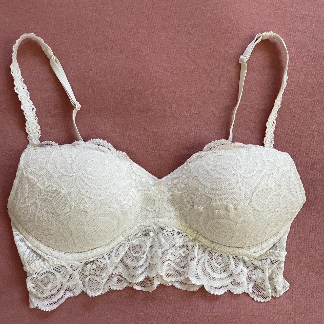 Pink Lace Push-Up Bra Size Small No tears or stains... - Depop