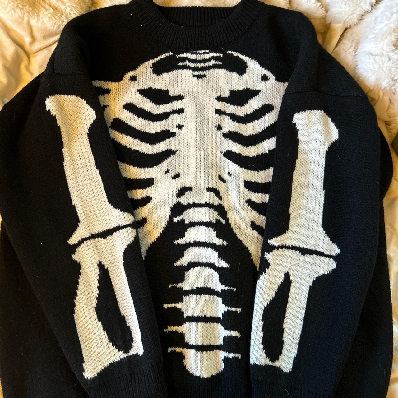XL Skeleton sweater a no brand sweater, very heavy... - Depop