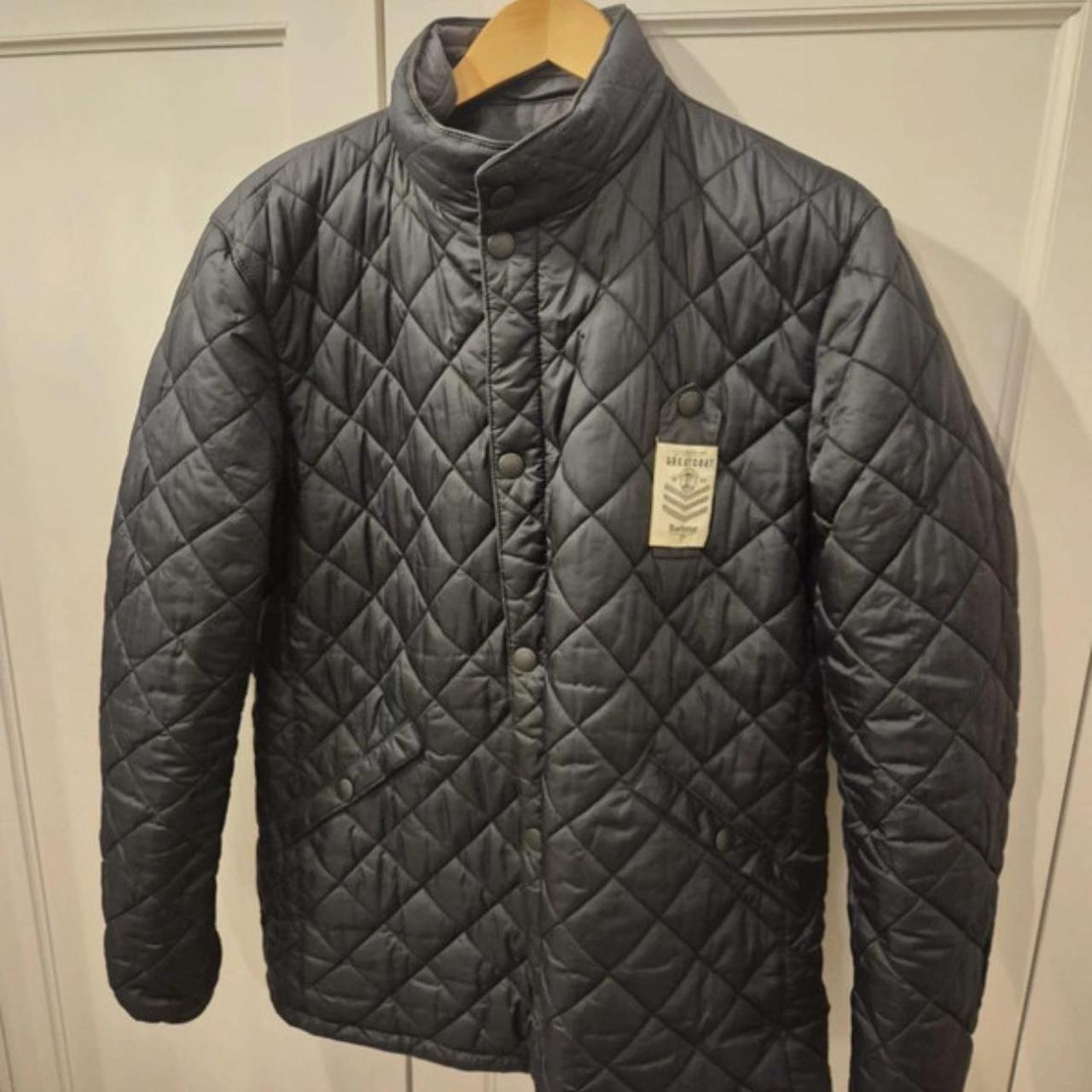 Barbour Grey Jacket, almost new! Grey/Navy... - Depop