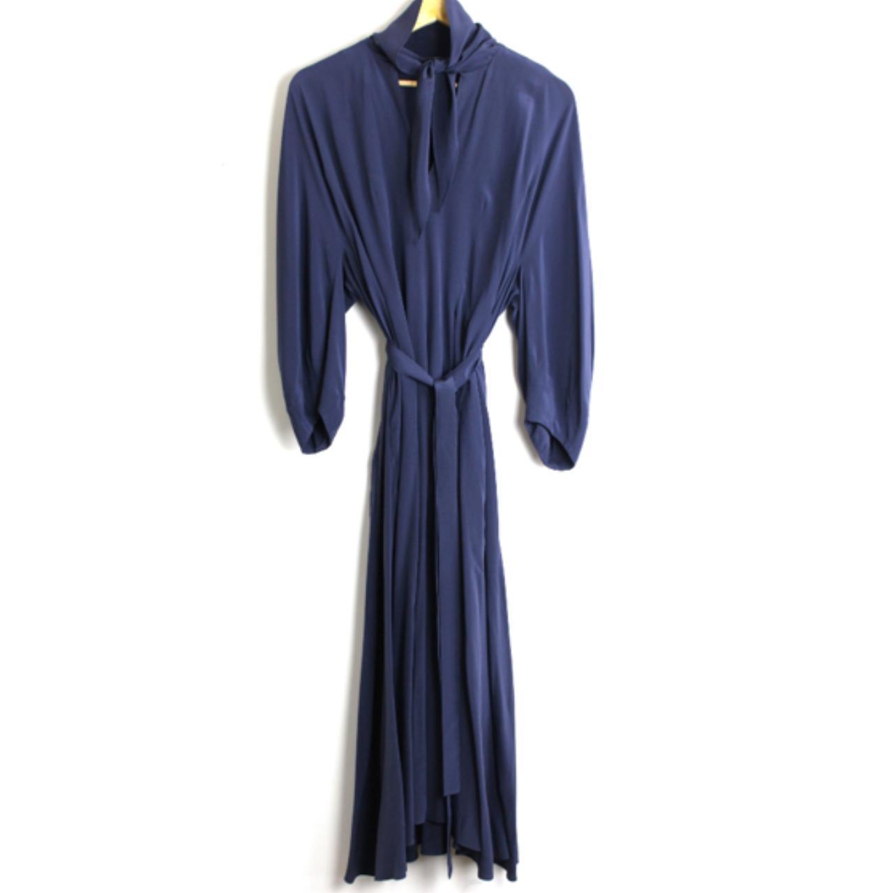 100% Silk Navy Scanlan Theodore maxi dress. Tie... | Depop