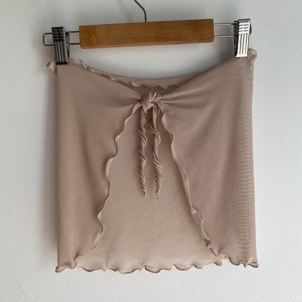cute beige mesh scarf top or skirt super versatile... - Depop