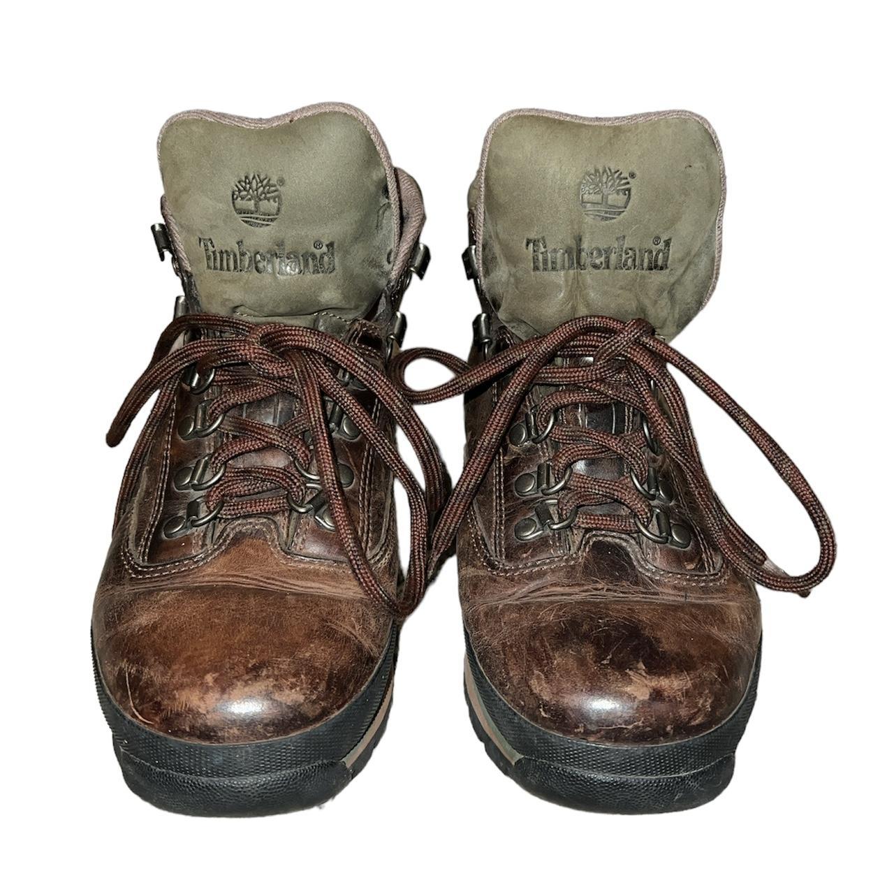 Vintage brown leather timberland boots— men’s size 8 - Depop