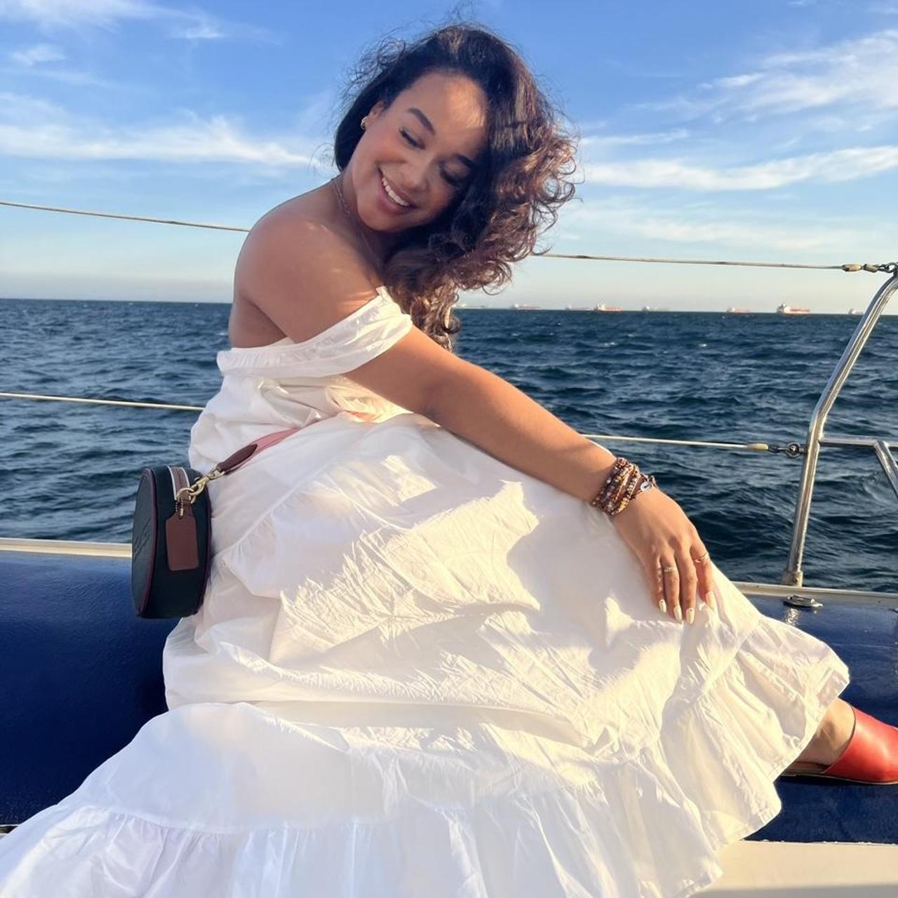 Super beautiful long white float dress from urban... - Depop