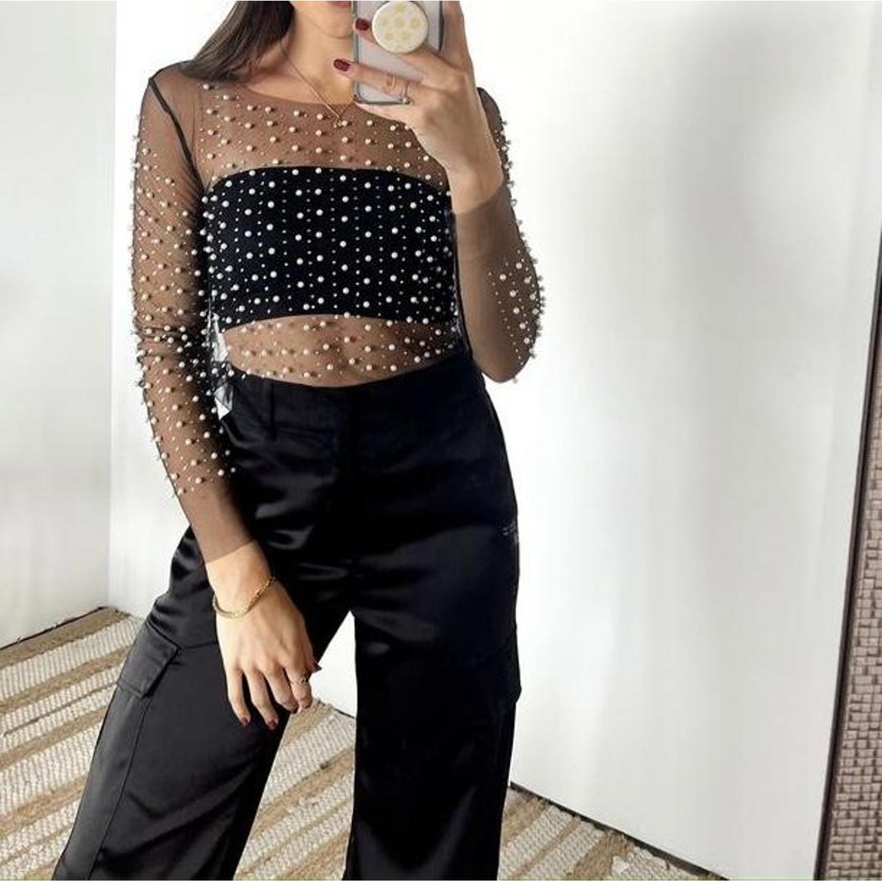 Pearl Mesh Top - Depop