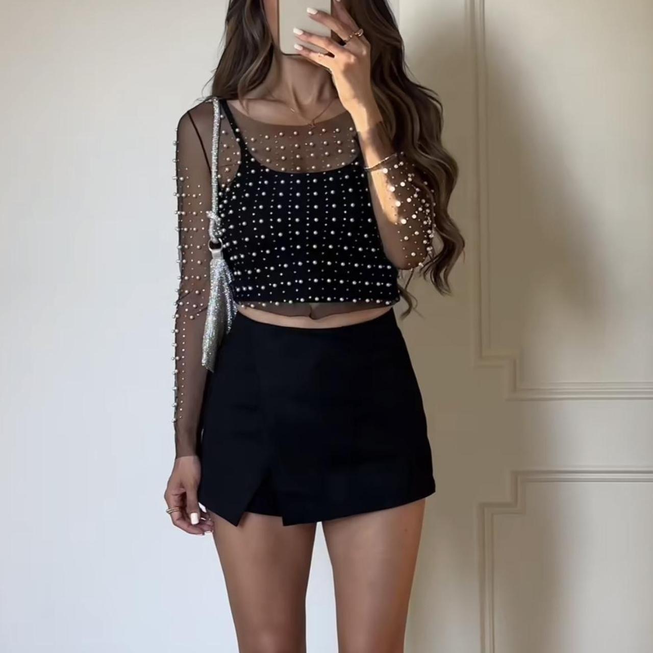 Pearl Mesh Top - Depop