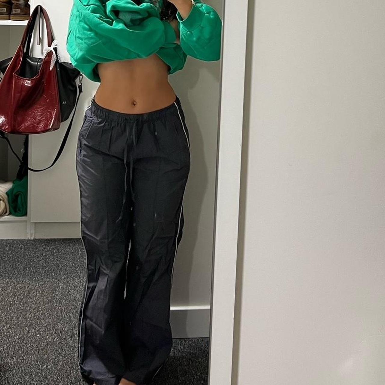 Subdued charcoal grey straight leg trackies super... - Depop