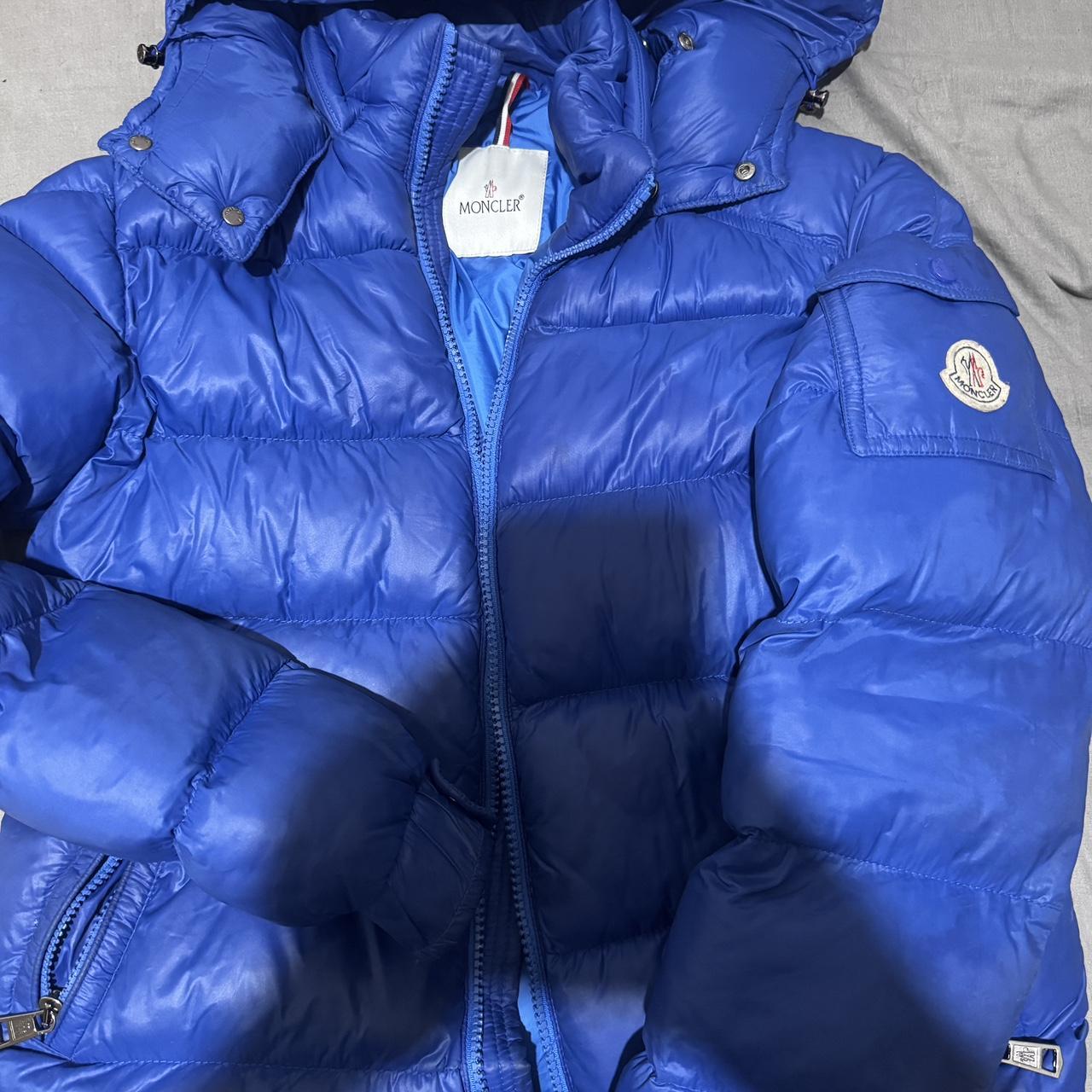 Moncler maya jacket in a stunning blue size... | Depop