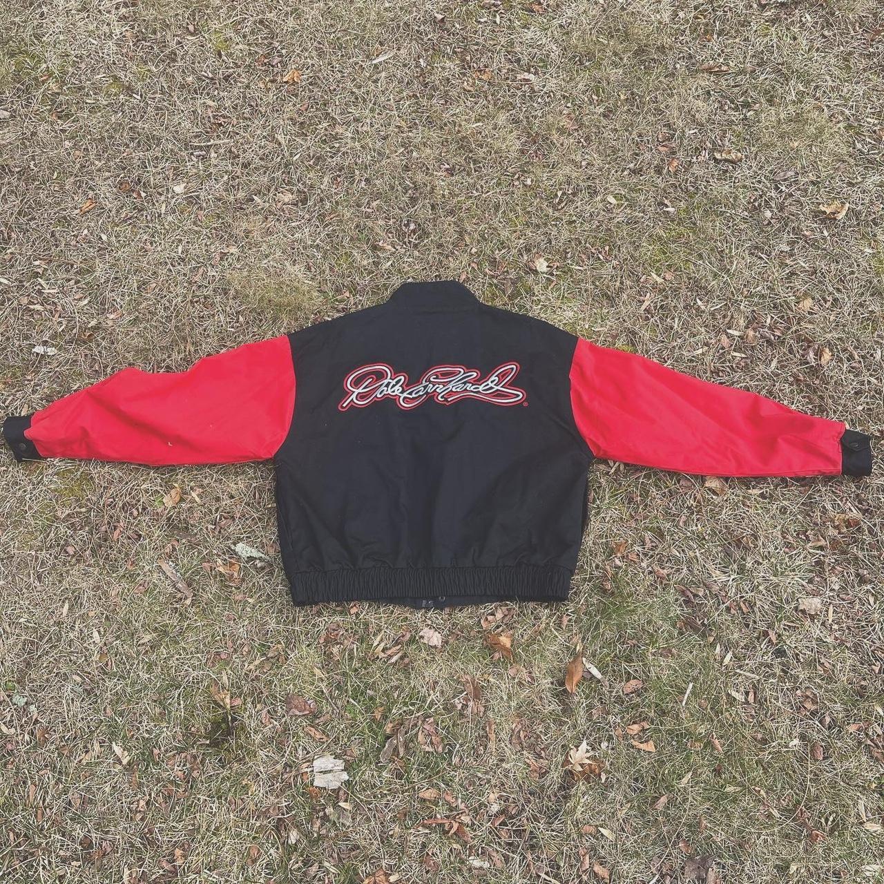VTG Dale Earnhardt Red Black Embroidered Zip Jacket... - Depop
