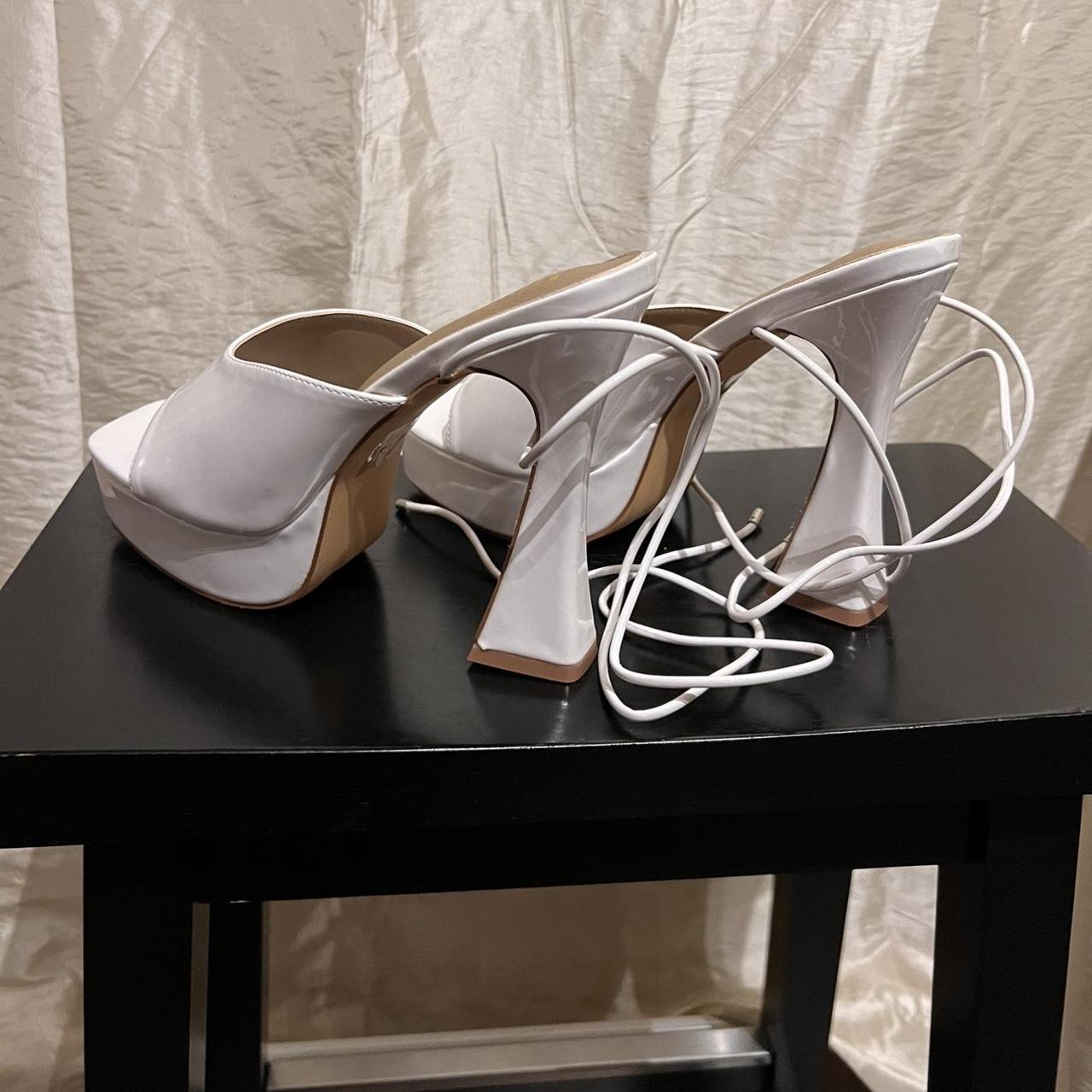 EGO LACE UP PLATFORM SEXY BLOCK SQUARE TOE FLARED... - Depop