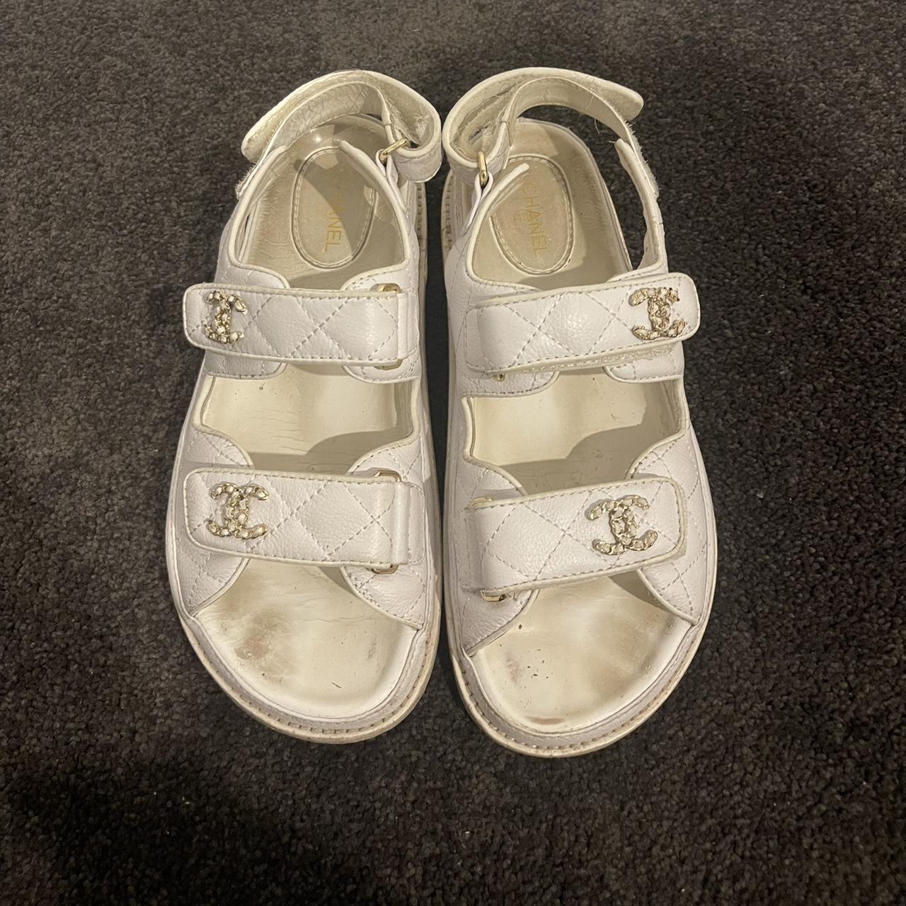Title: Chanel White Quilted CC Slides – Size... | Depop