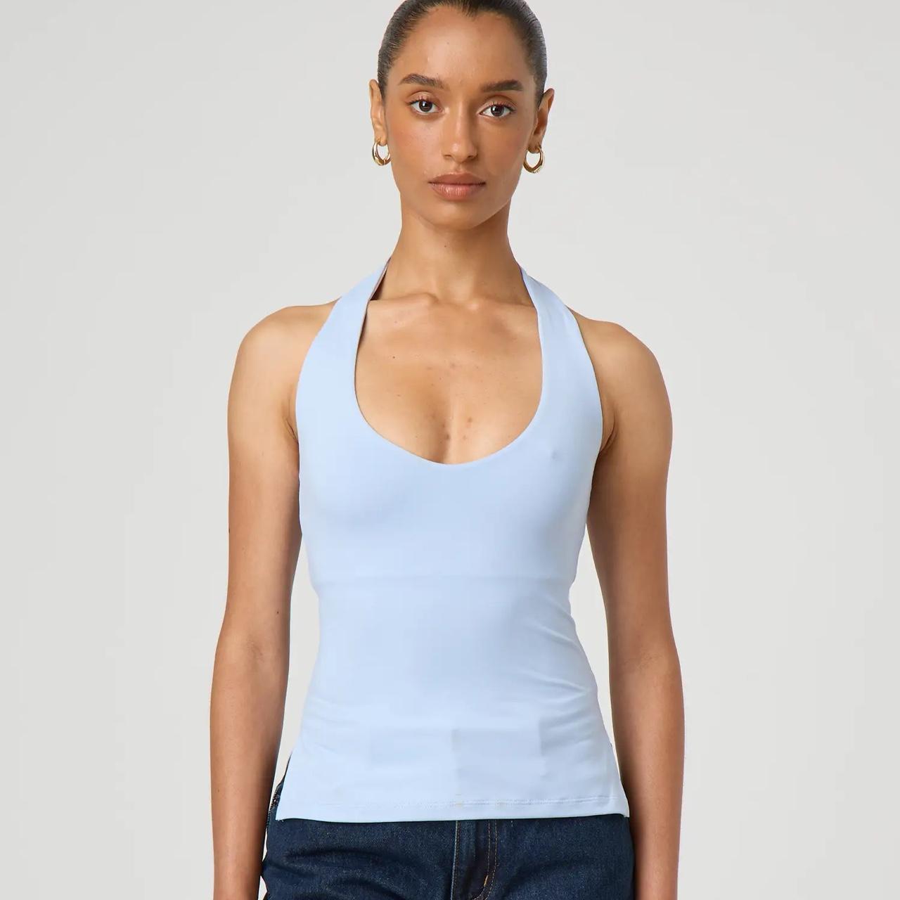 glassons supersoft scoop neck halter top in serenity... - Depop