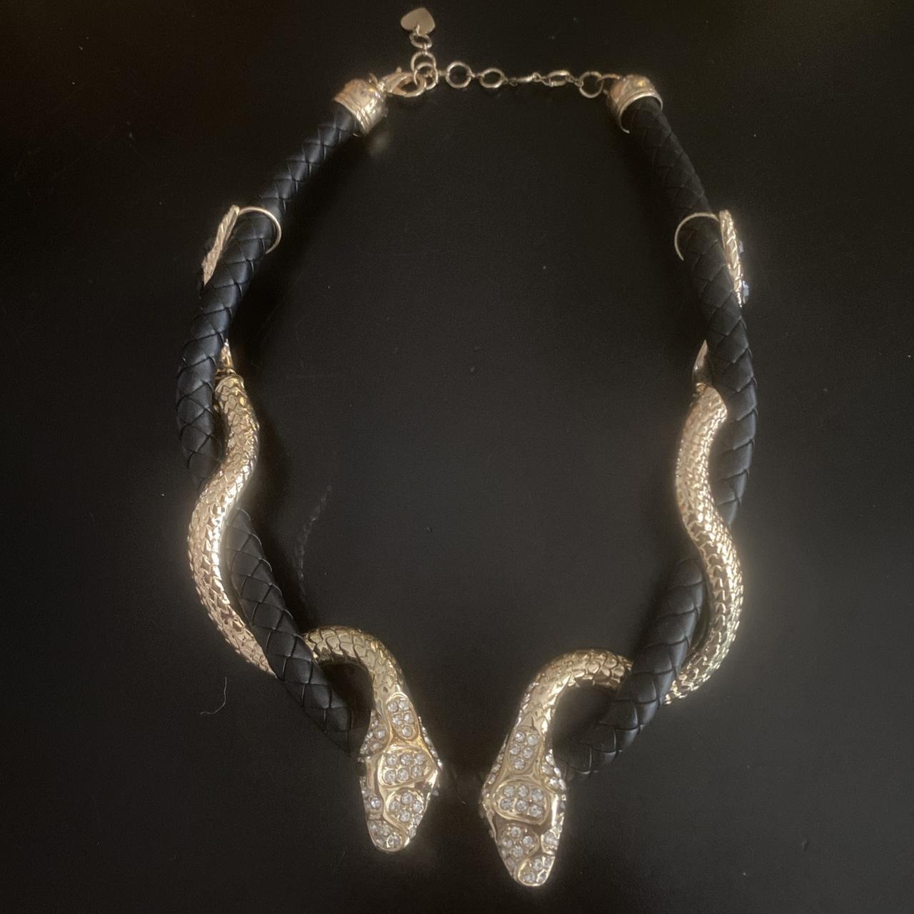 Aldo Snake head necklace with rhinestone eyes #goth... - Depop