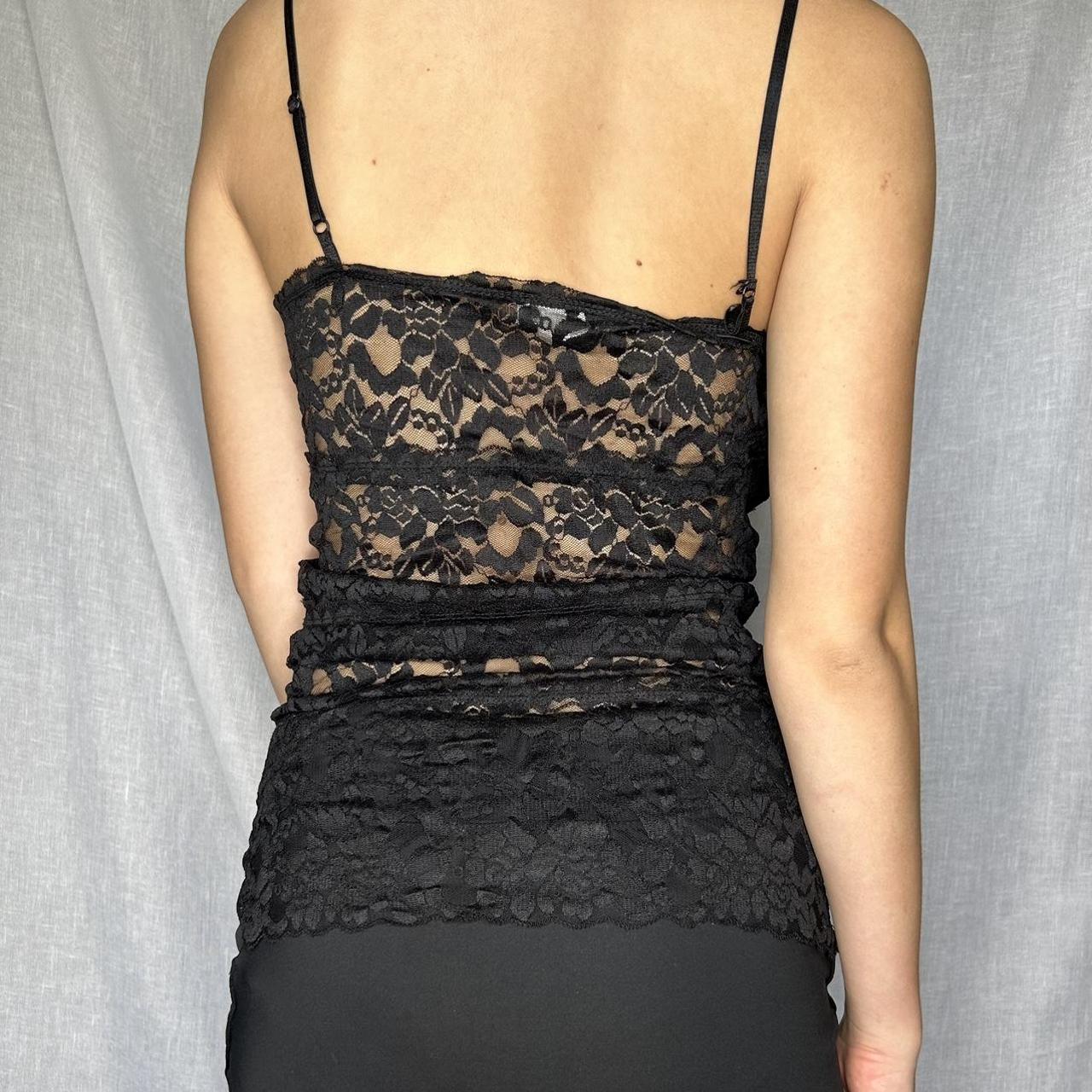 VINTAGE BODY CONTURE see through black lace tight... - Depop