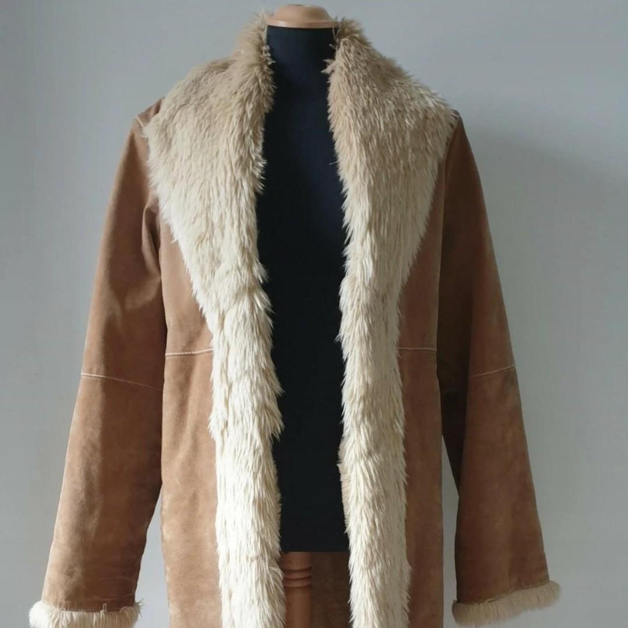 Wilson’s Leather Women's Tan and Cream Coat | Depop