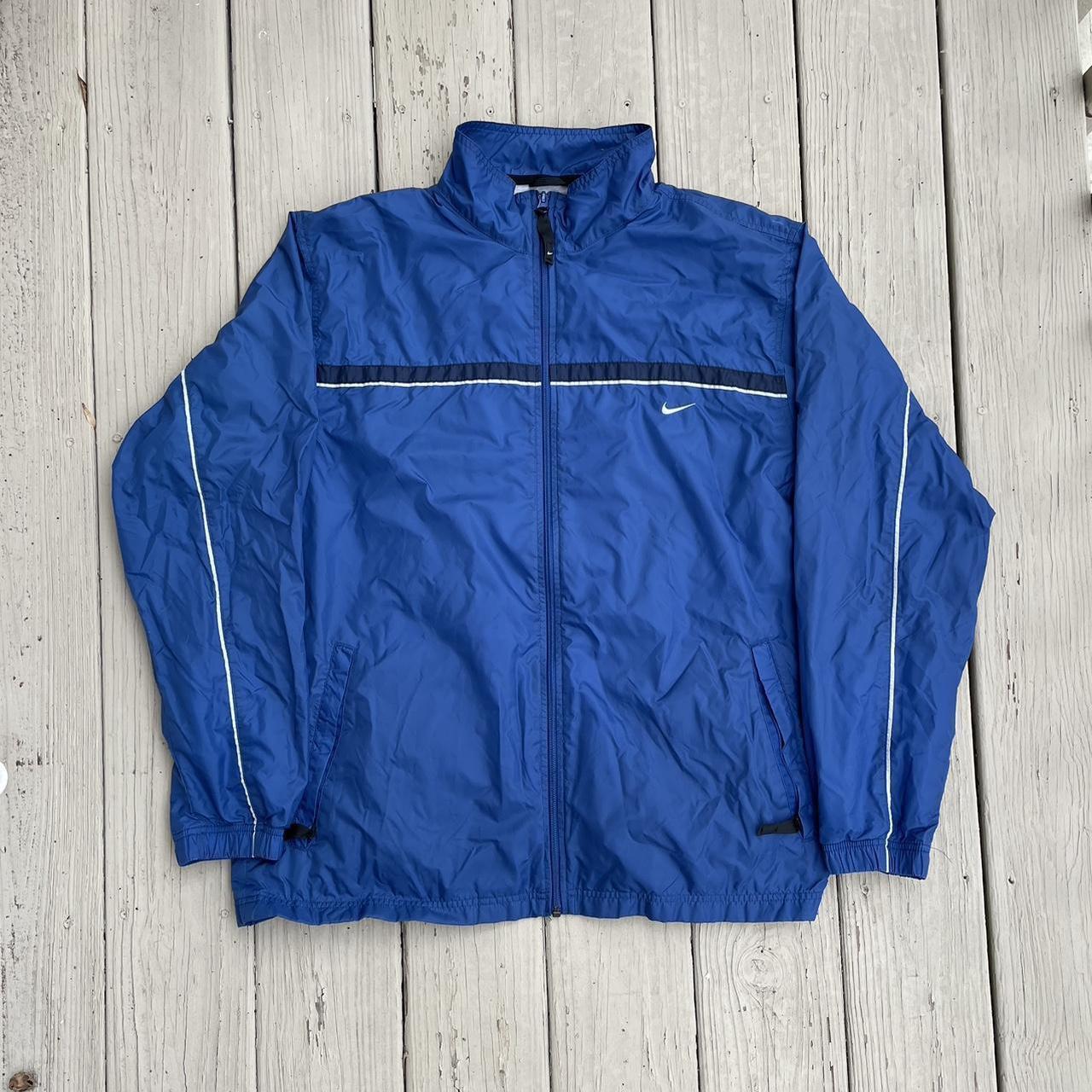 y2k vintage blue NIKE zip up track suit windbreaker... - Depop