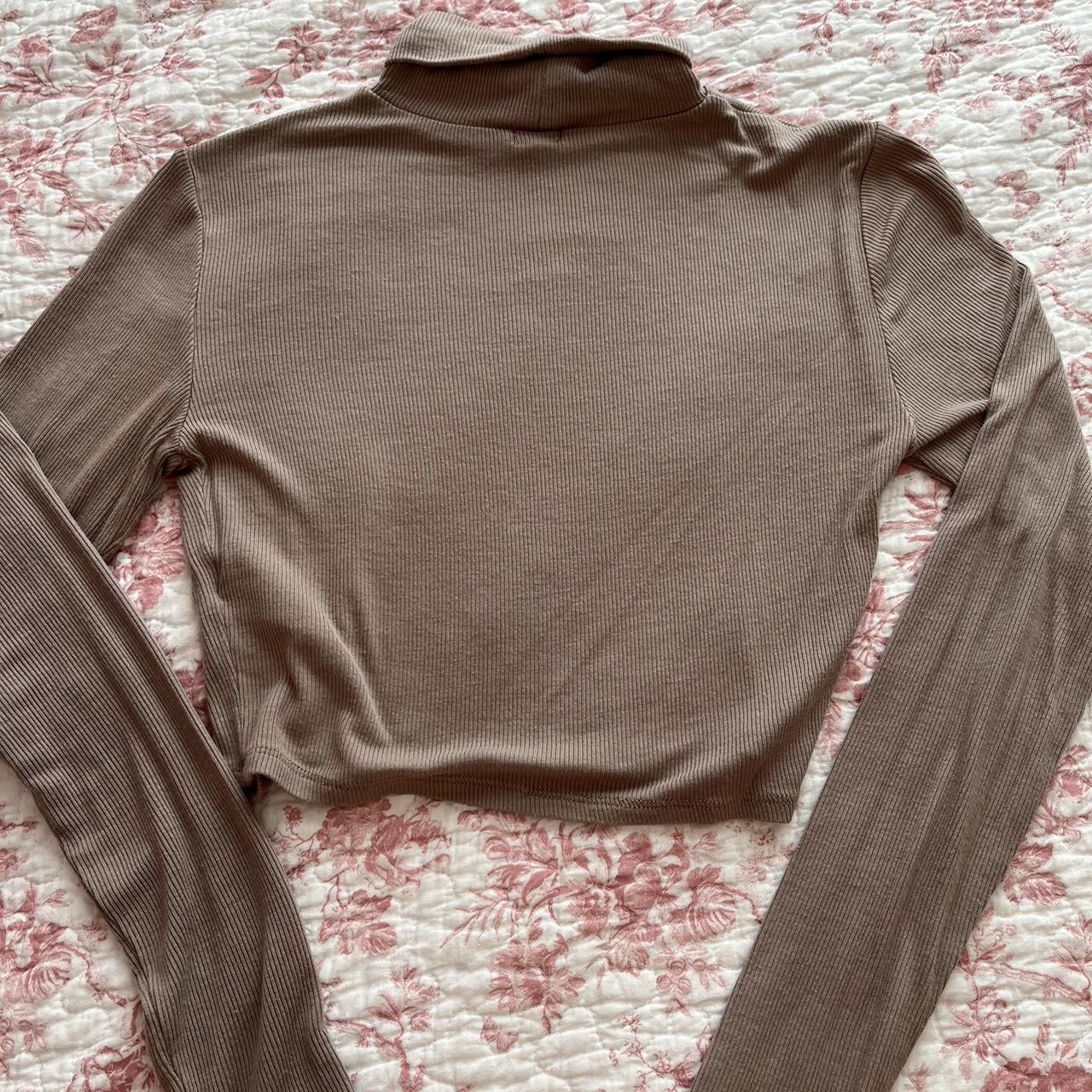 Brown ribbed Garage turtle neck shirt Size small... - Depop