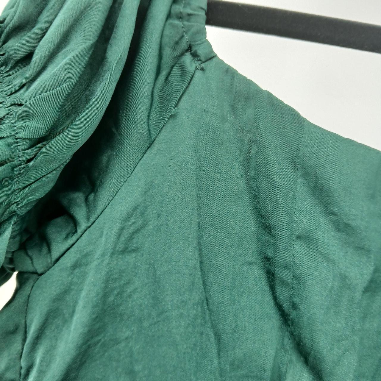 Off The Shoulder Puff Sleeve Empire Waist Emerald... | Depop