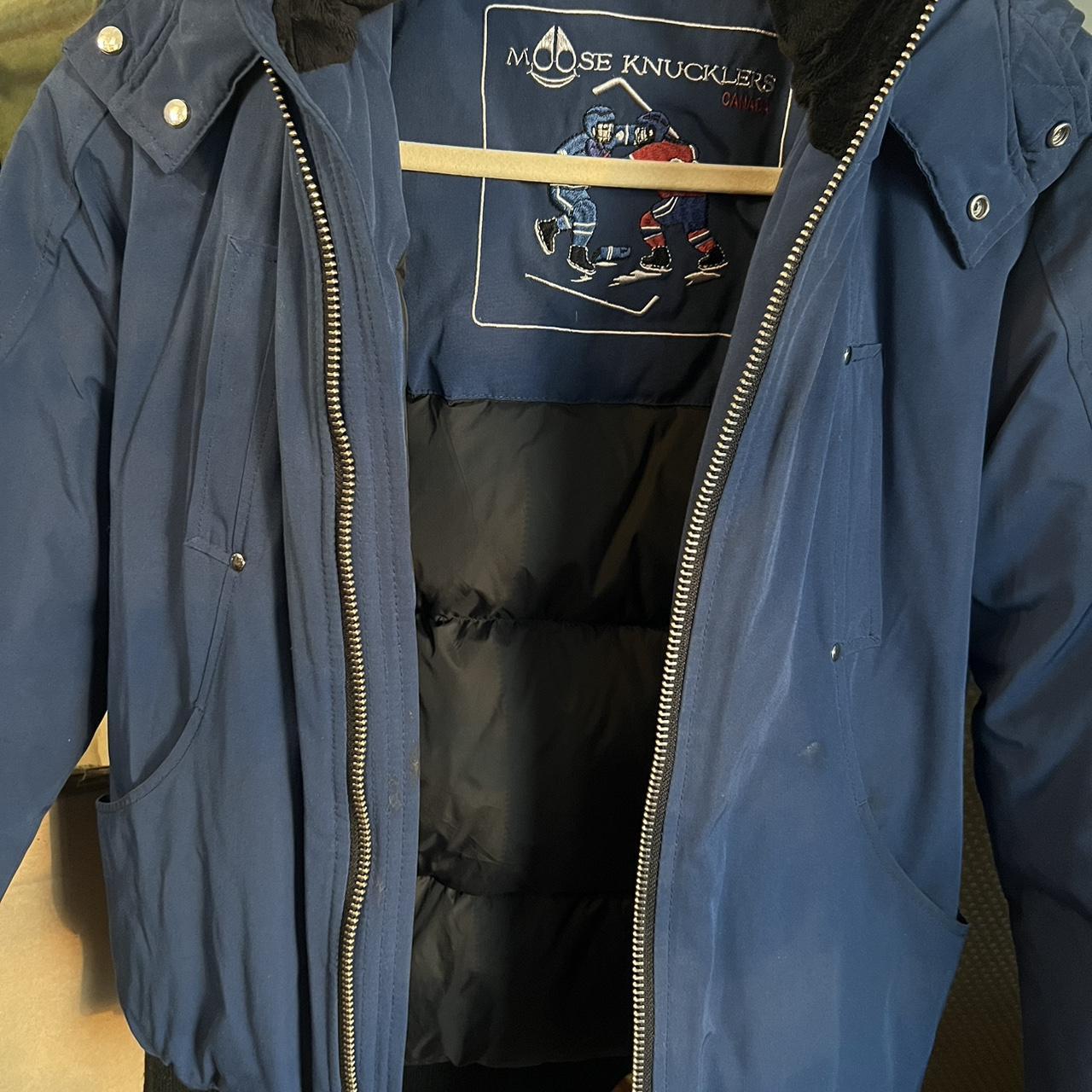 XL blue kids moose knuckles - Depop