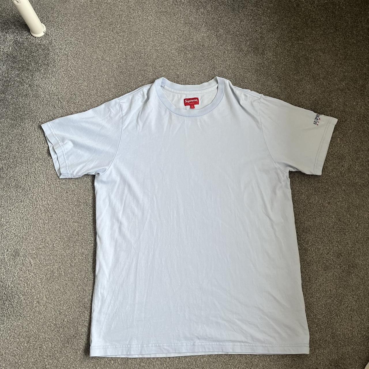 Supreme light blue t-shirt Size large 100% genuine... - Depop