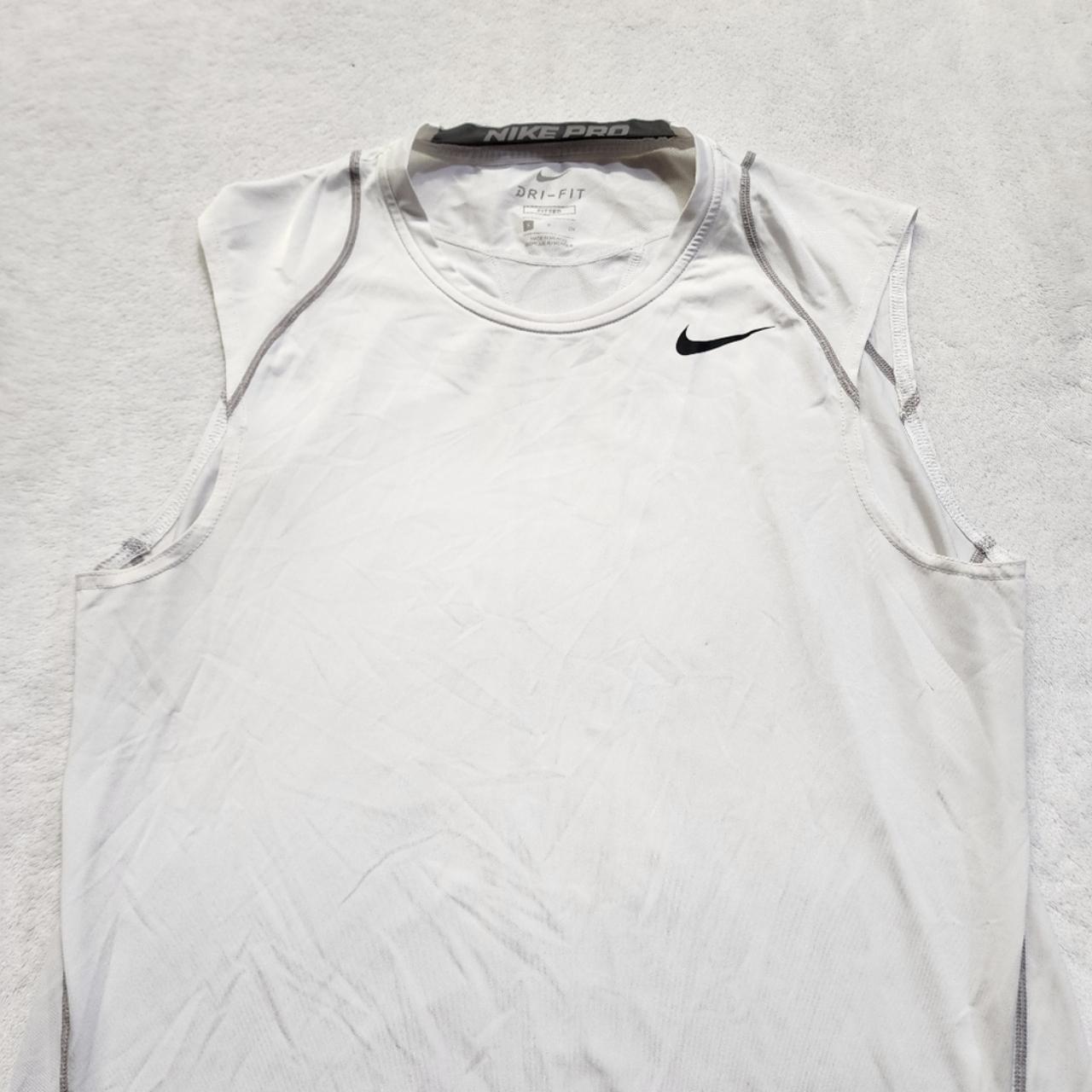 Nike Pro Dri-Fit Men's White Athletic Compression... - Depop