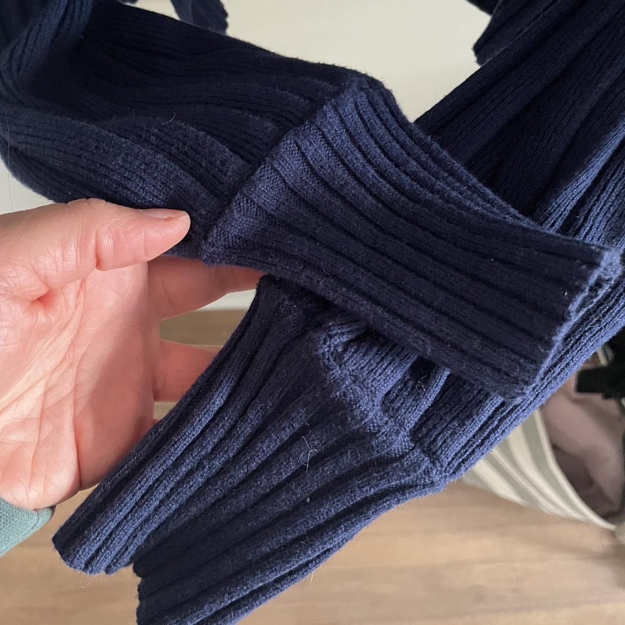 Navy blue cropped cardigan with button-up front and... | Depop