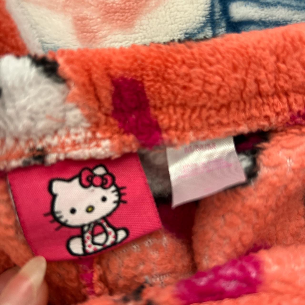 Hello Kitty Peach Magenta Polka Dot Plush Pajama... - Depop