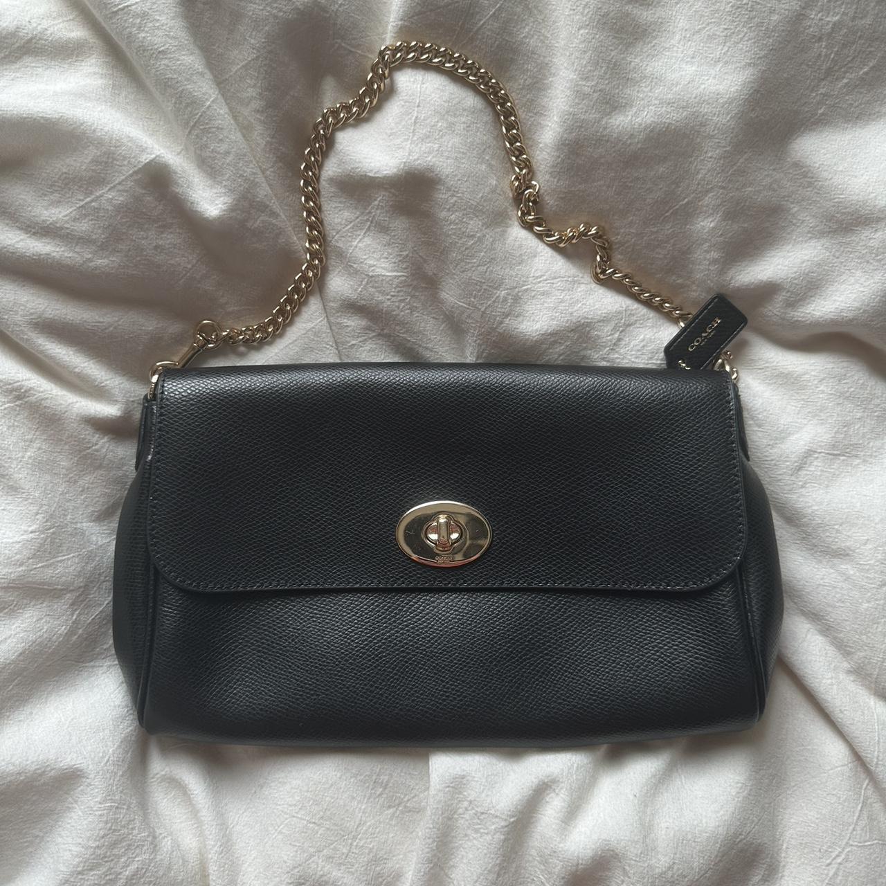 Black coach clutch/purse with detachable gold chain.... - Depop
