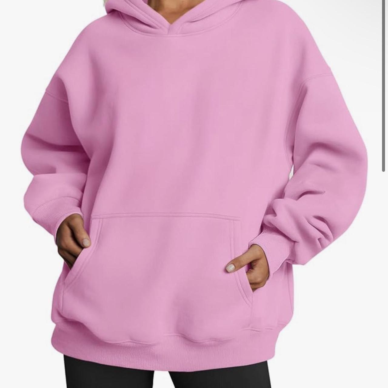 pink hoodie from amazon! only worn once super comfy... - Depop