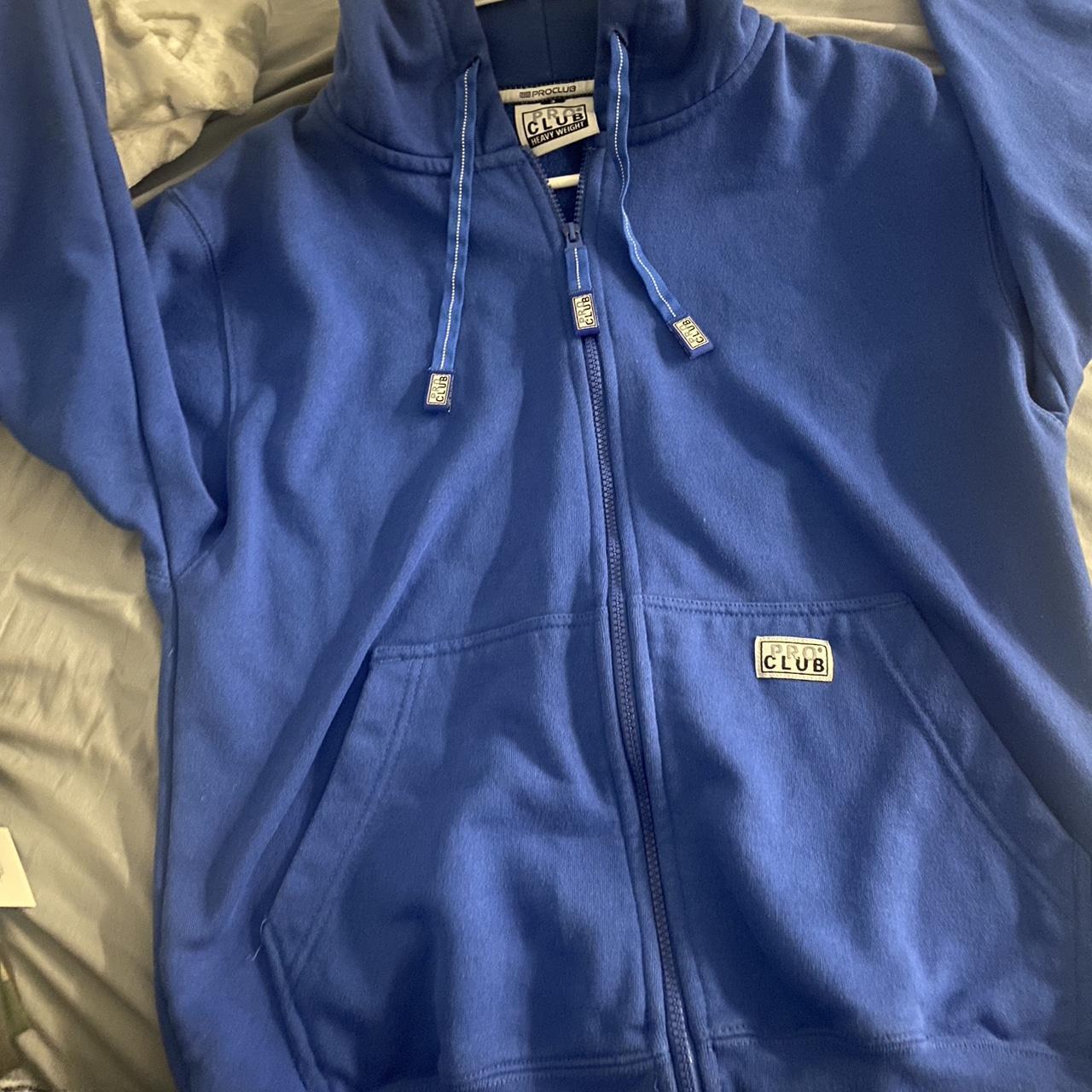 pro club royal blue zip up - Depop